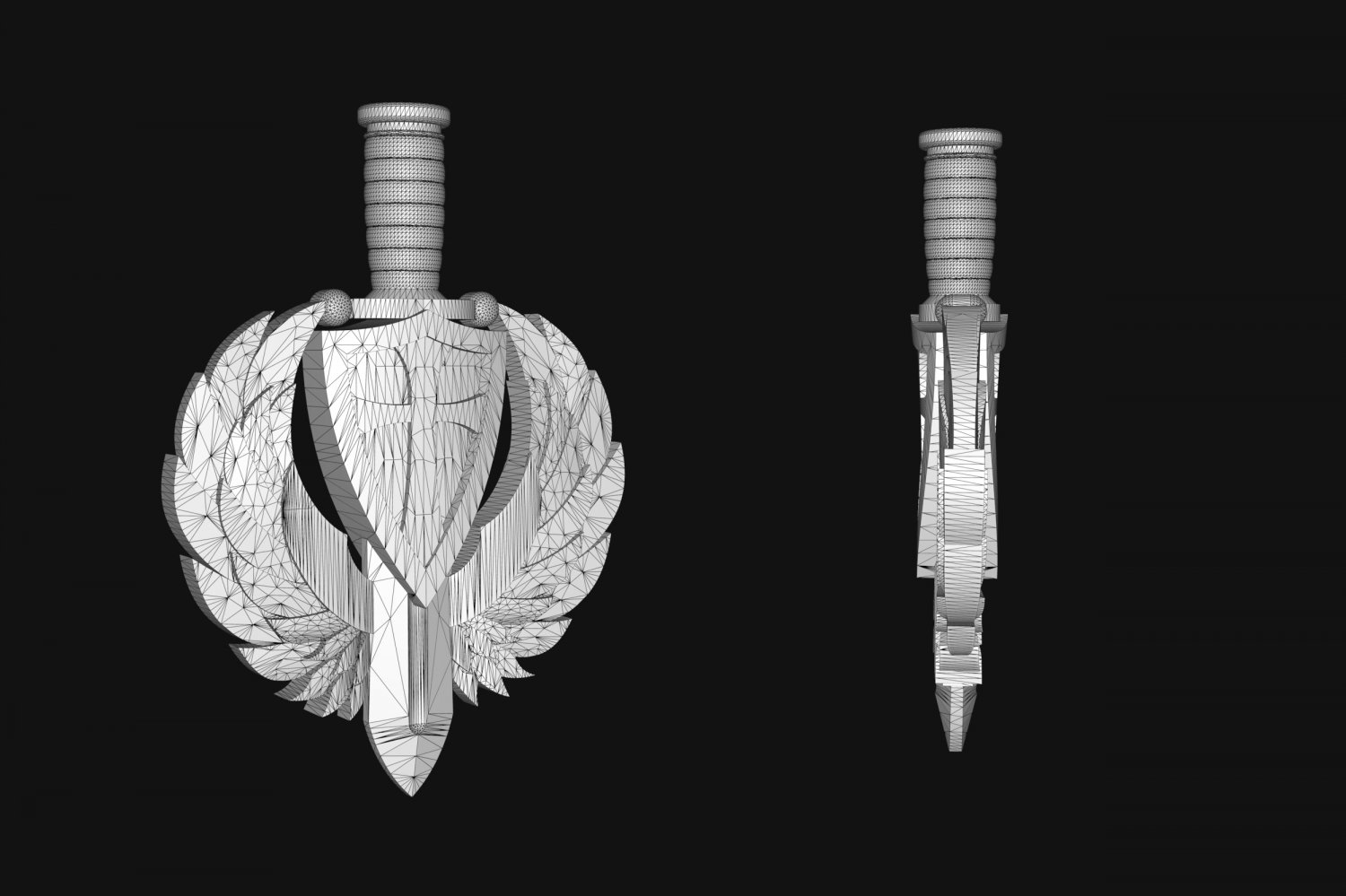 Pendant shield sword wings cross 3D Model in Pendants 3DExport