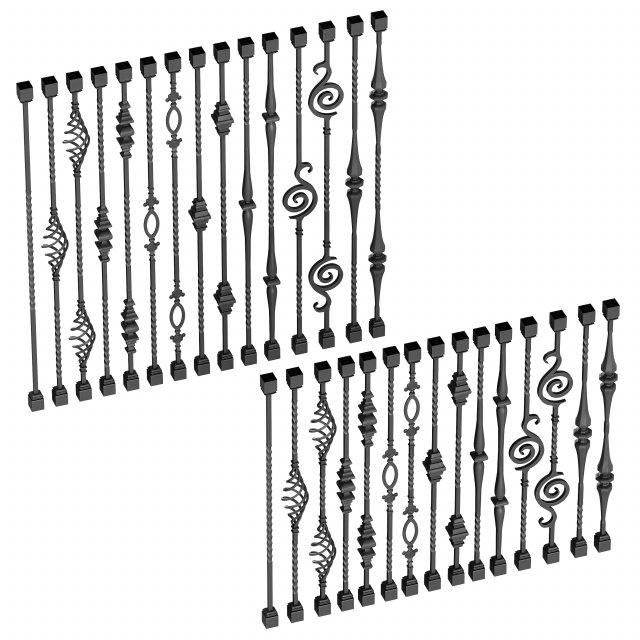 wrought iron bundle no01 railing 3D Model in Stair 3DExport