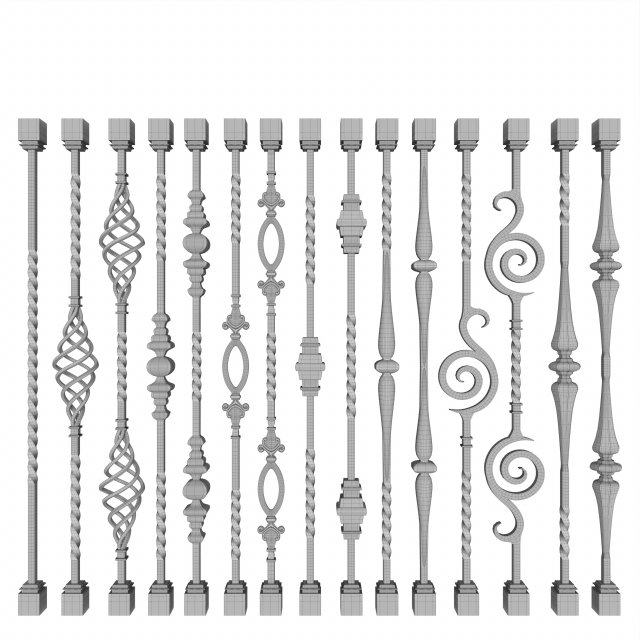 wrought iron bundle no01 railing 3D Model in Stair 3DExport