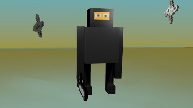 blocky and pixel ninja rig with blocky Free 3D Model in Monster 3DExport