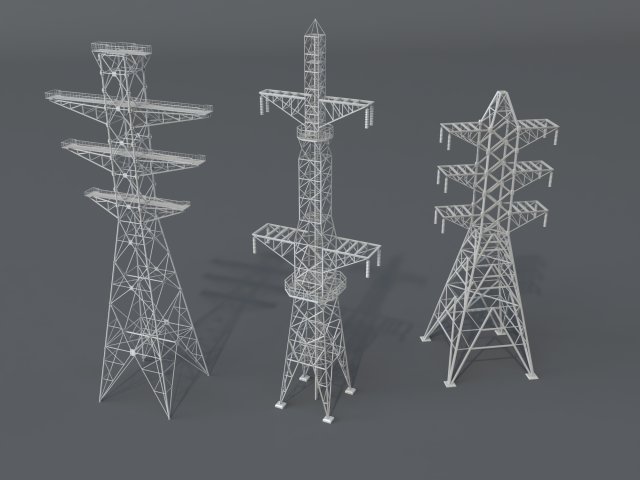 electric towers - 20 pieces 3D Model in Parts 3DExport