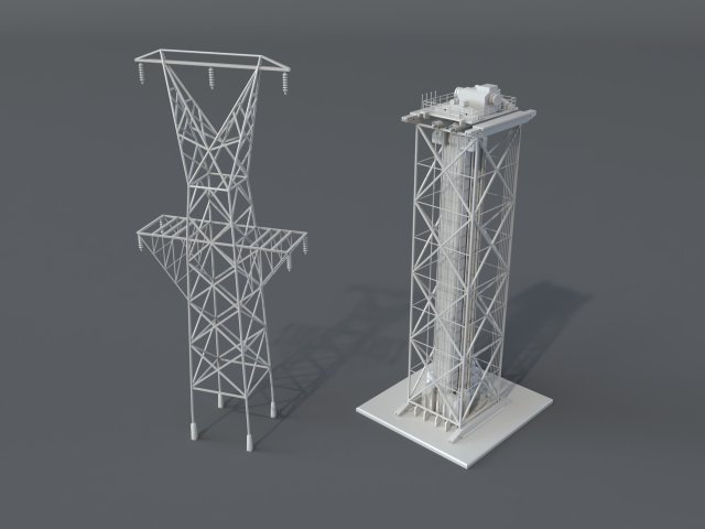 electric towers - 20 pieces 3D Model in Parts 3DExport