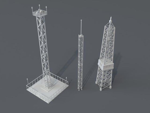 electric towers - 20 pieces 3D Model in Parts 3DExport