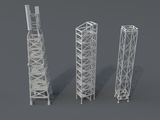 electric towers - 20 pieces 3D Model in Parts 3DExport