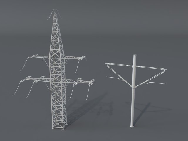 electric towers - 20 pieces 3D Model in Parts 3DExport