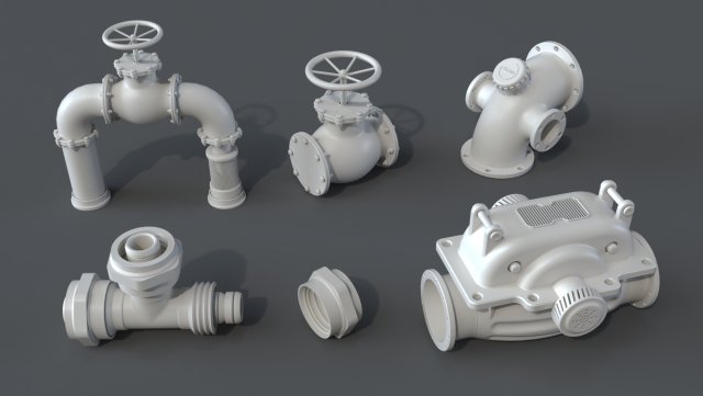 pipes - 80 pieces 3D Model in Parts 3DExport