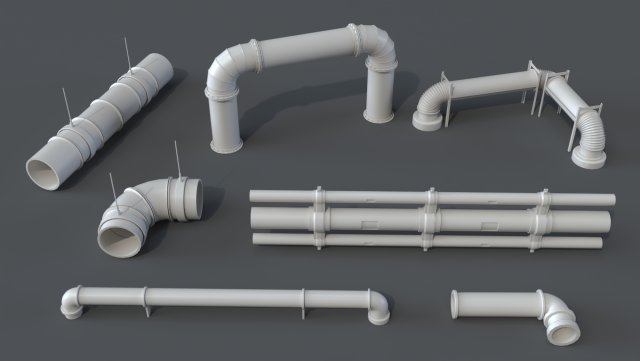 pipes - 80 pieces 3D Model in Parts 3DExport