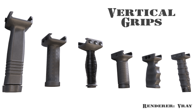 foregrip attachments pack - vertical - angled - folding - pbr - 4k ...