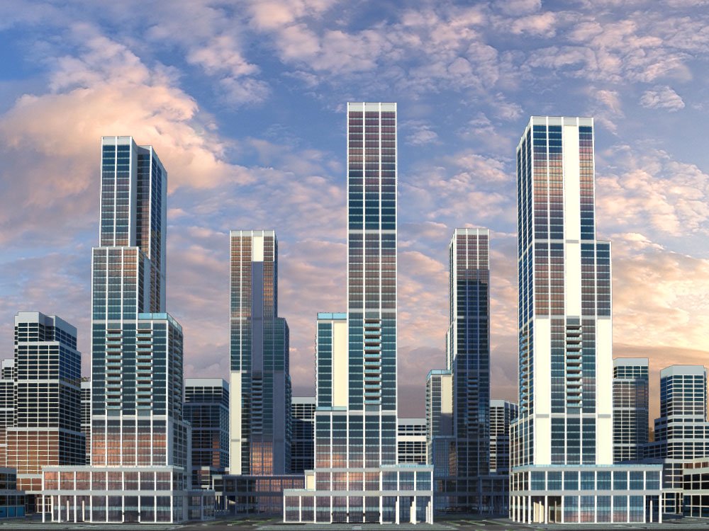 Detailed Multi Purpose High Rise Building 3D Model in Buildings 3DExport