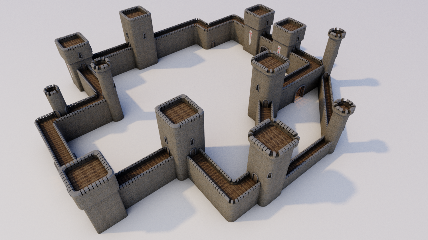 Castle Walls Modular Pack 3D Model in Fantasy 3DExport