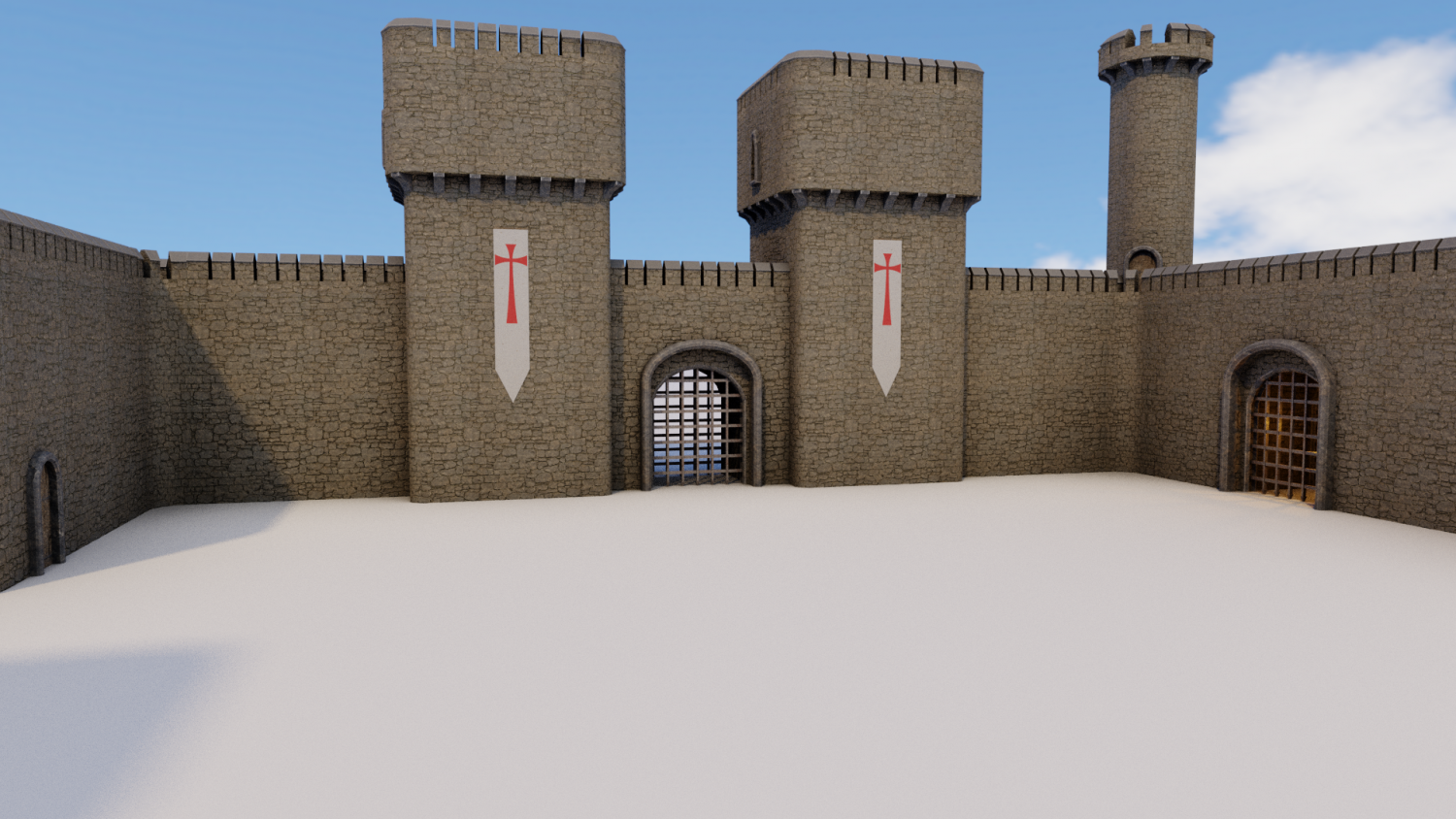 Castle Walls Modular Pack 3D Model in Fantasy 3DExport