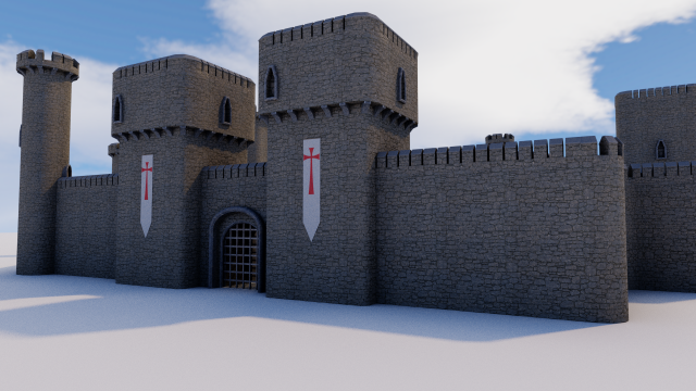 castle walls modular pack 3D Model in Fantasy 3DExport