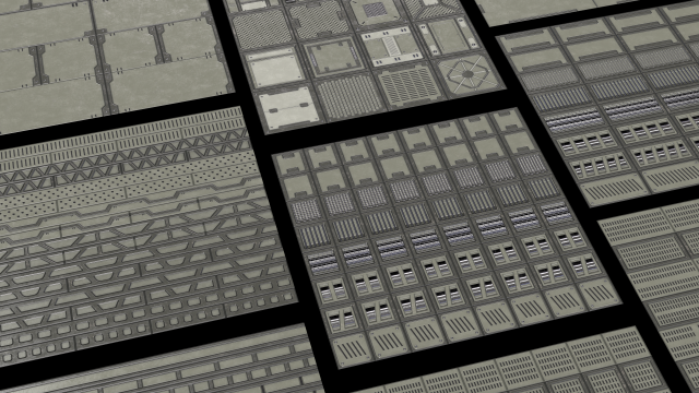 Scifi Hard Surface Trim Sheet Collection CG Textures in Various 3DExport