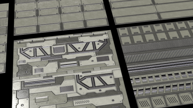 Scifi Hard Surface Trim Sheet Collection CG Textures in Various 3DExport