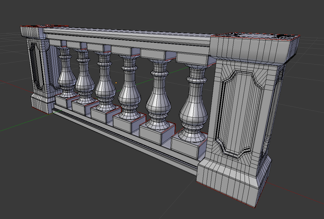 Balustrade 3D Model in Environment 3DExport