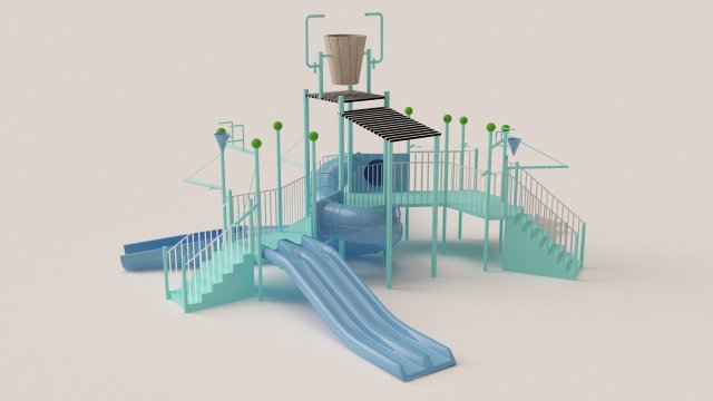 Chidren Slider Water Park 3D Model in Playground 3DExport