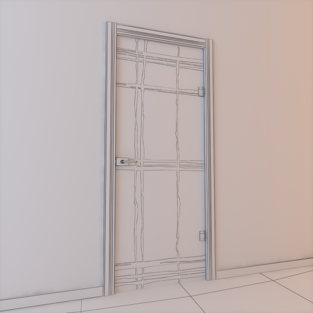 glass door monoblock 001 3D Model in Door 3DExport