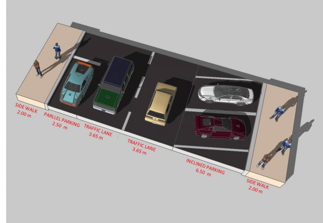 road cross sections 3D Model in Landscapes 3DExport