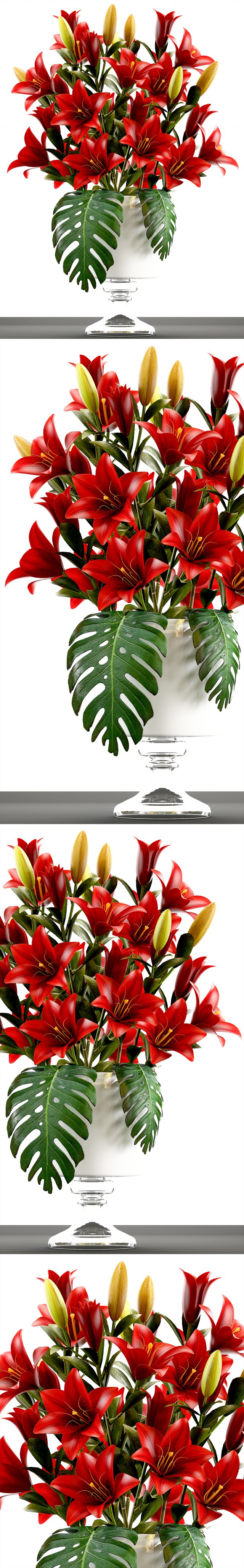 bouquet of red flowers 3D Model in Flowers 3DExport