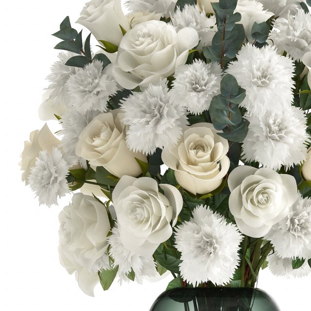 bouquet of white flowers in a vase for decor 147 3D Model in Flowers ...