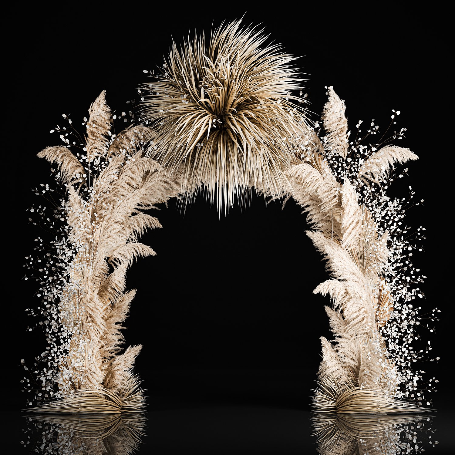 Wedding Arch Made Of Dried Flowers Pampas Grass 3D Models in Flowers ...