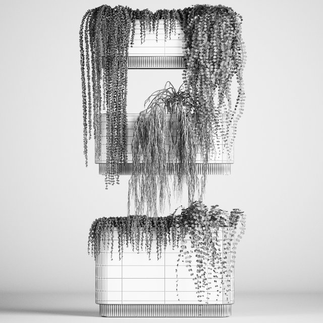 Vertical Gardening Of Wall Plants In Pots 3D Model in Small Plants 3DExport
