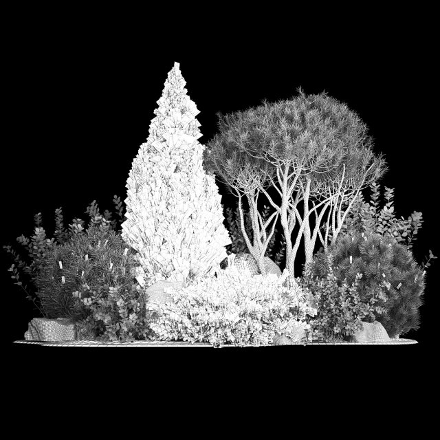 Alpine Hill Pine Topiary Thuja And Juniper 1216 3D Model in Small ...