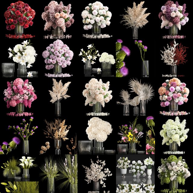 Collection of flower bouquets set of 31 pieces 3D Model in Flowers 3DExport