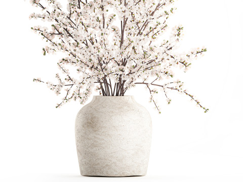 Bouquet Branches de fleurs de cerisier blanc Sakura Vase Modèle 3D in ...