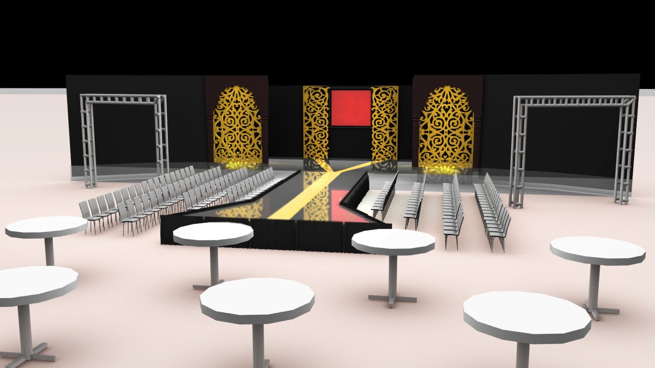 Ramp Walk Stage 3D Model in Exhibit 3DExport