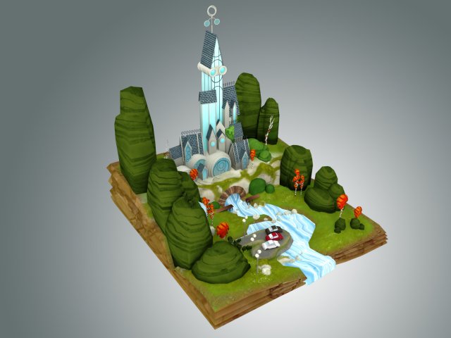 low poly fantasy castle 3D Model in Fantasy 3DExport