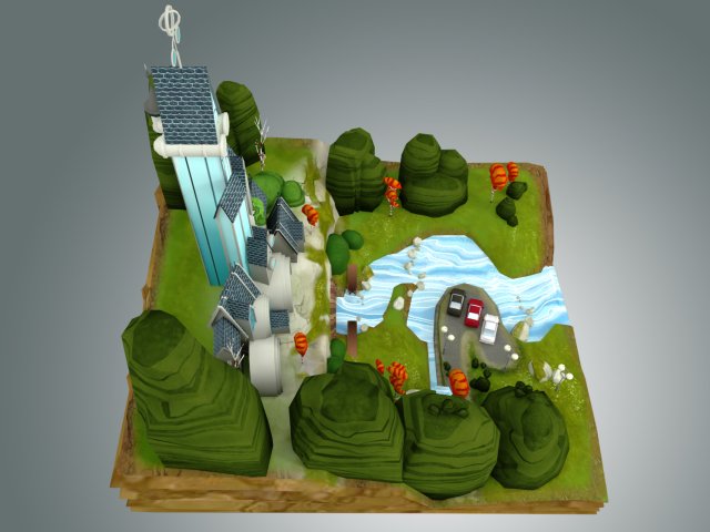 low poly fantasy castle 3D Model in Fantasy 3DExport