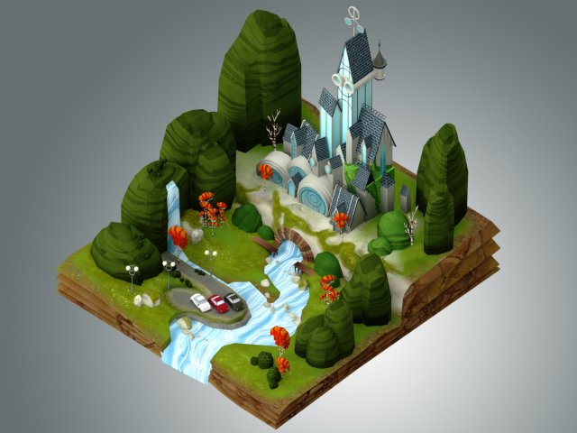 low poly fantasy castle 3D Model in Fantasy 3DExport