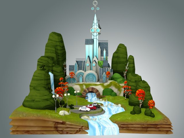low poly fantasy castle 3D Model in Fantasy 3DExport