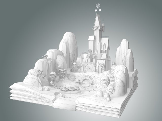 low poly fantasy castle 3D Model in Fantasy 3DExport