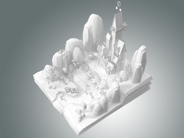 low poly fantasy castle 3D Model in Fantasy 3DExport