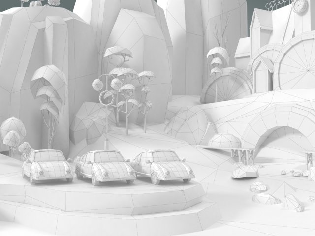 low poly fantasy castle 3D Model in Fantasy 3DExport