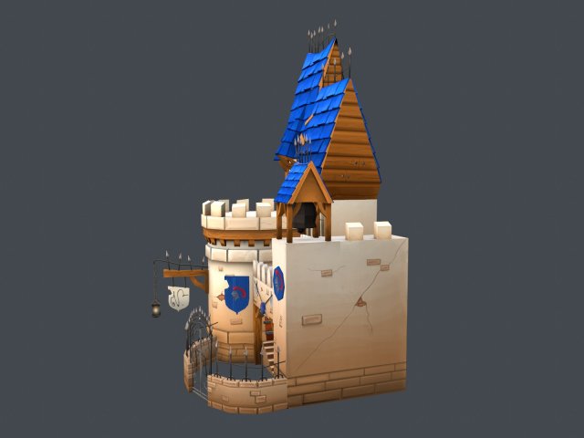low poly medieval castle 3D Model in Fantasy 3DExport
