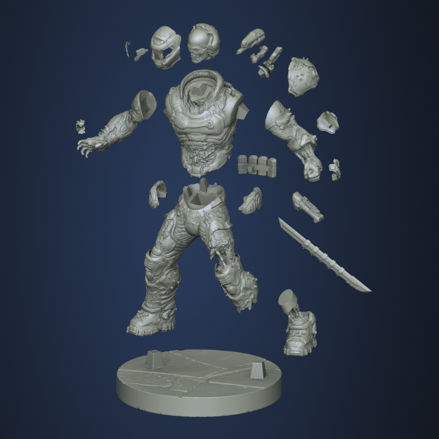 Zombie DOOM Slayer 3D Print Model in Monsters & Creatures 3DExport