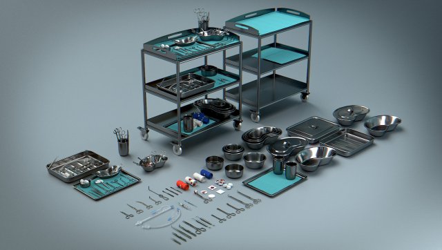 surgical instruments - medical equipment kit 3D Model in Medical ...
