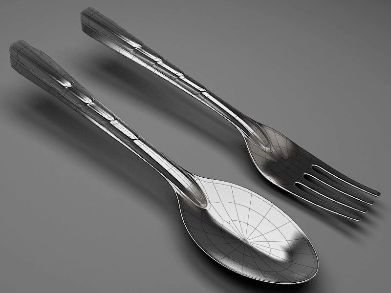 Thai Spoon fork 3D Model in Other 3DExport