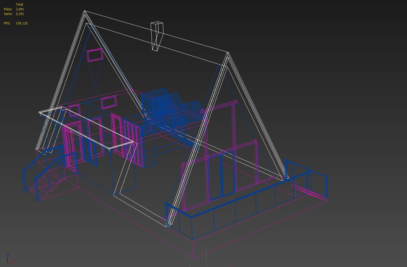 A Frame House 3D Model in Buildings 3DExport