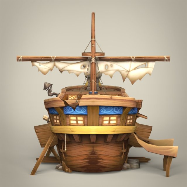 game ready fantasy ship 3D Model in Battleship 3DExport