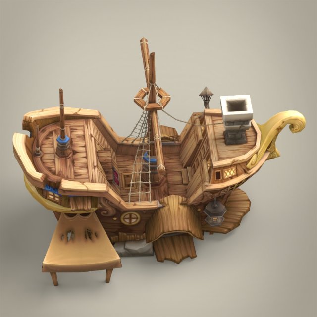 game ready fantasy ship 3D Model in Battleship 3DExport