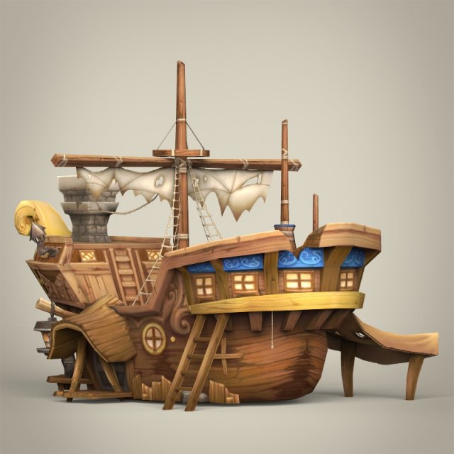 game ready fantasy ship 3D Model in Battleship 3DExport