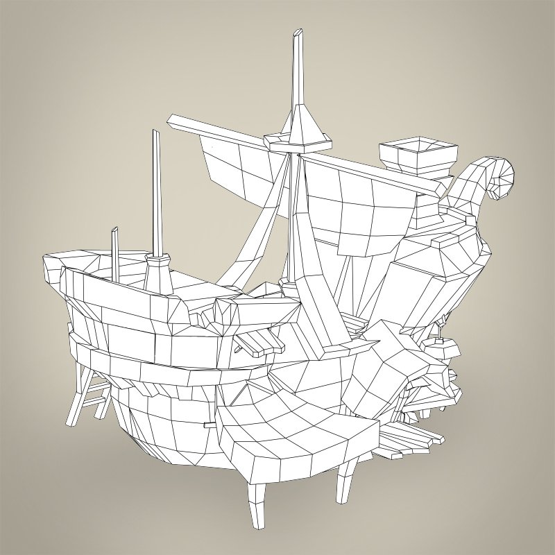 Game Ready Fantasy Ship 3D Model in Battleship 3DExport