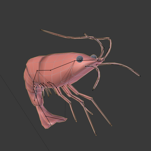 rigged low poly shrimp for animation in blender 3D Model in Aquatic ...