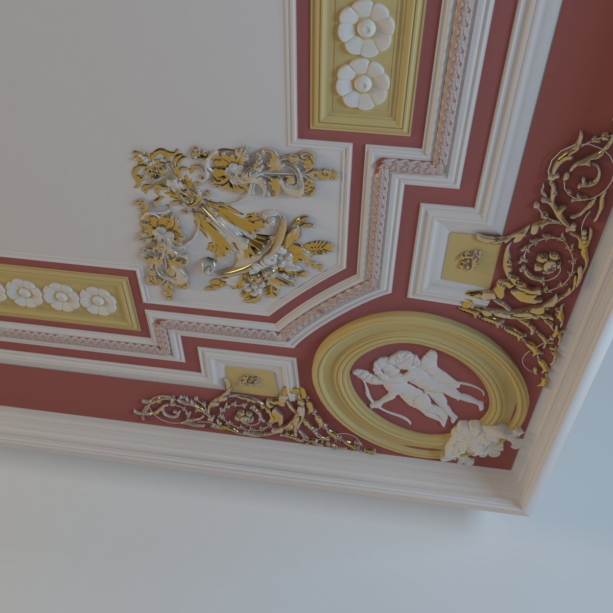 Ceiling moldings canteen 3D Model in Decoration 3DExport