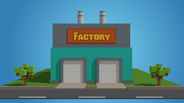 low poly factory 3D Model in Buildings 3DExport