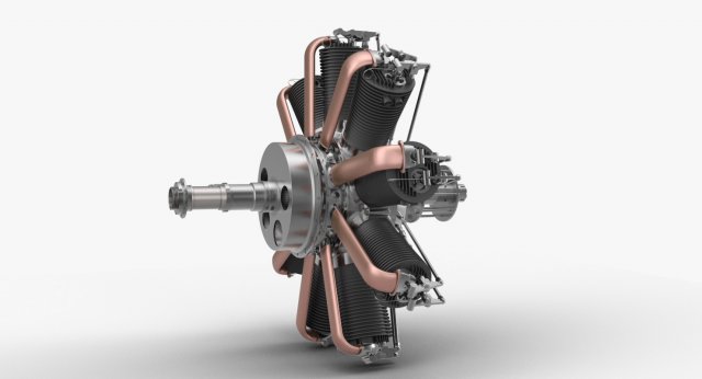 clerget 9b rotary engine 3D Model in Parts 3DExport